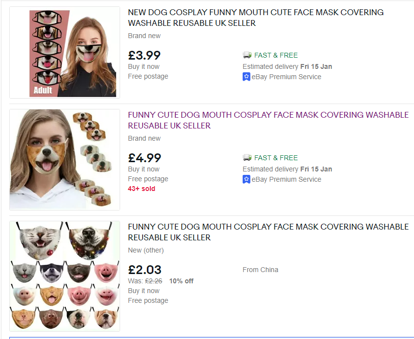 Humorous Dog Pattern Face Masks - Karen Freeman